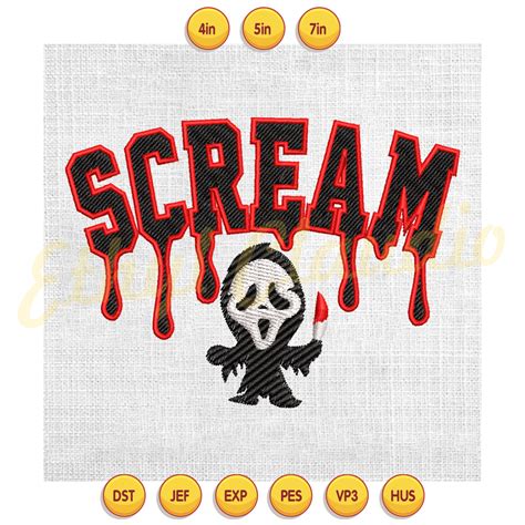 Scream Chibi Ghostface Dripping Halloween Embroidery Digita Inspire Uplift