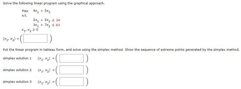 Solved Solve The Following Linear Program Using The