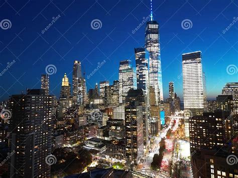 New York City Manhattan Famous Top View Night Manhattan From Above