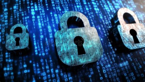 The Idea Of Cyber Security Data Privacy And Defense A Digital Lock With A Blue Shield And