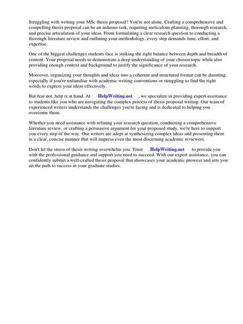 Msc Thesis Proposal Writing Pdf Thesis Science