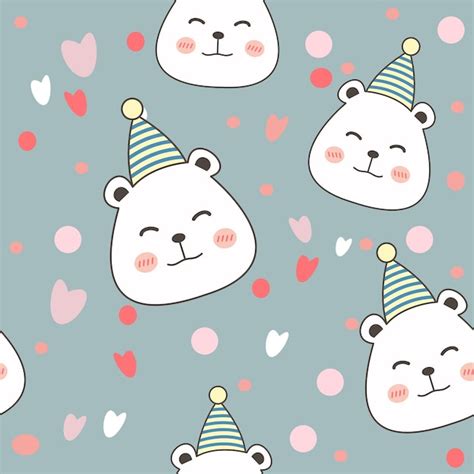 원활한 귀여운 곰 패턴 프리미엄 벡터