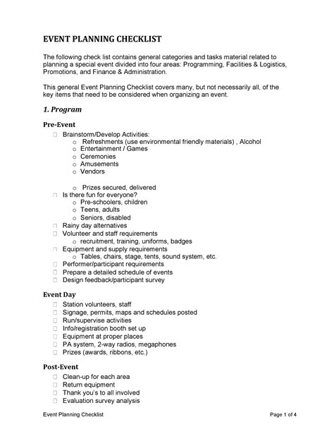 50 Professional Event Planning Checklist Templates ᐅ TemplateLab