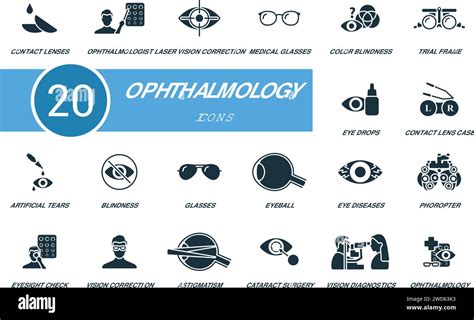 Ophthalmology Set Creative Icons Contact Lenses Ophthalmologist Laser Vision Correction
