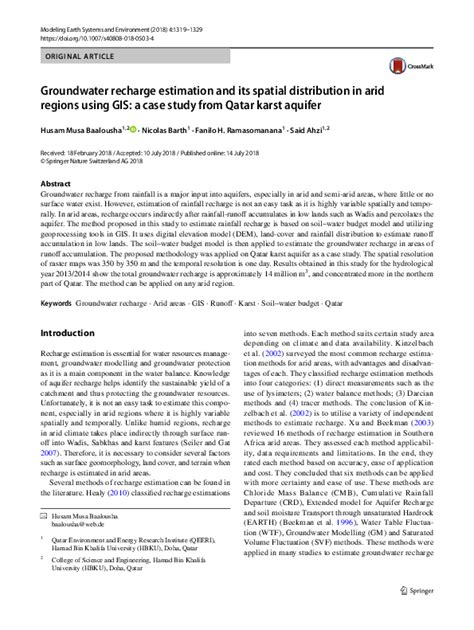 Pdf Groundwater Recharge Estimation And Its Spatial Distribution In