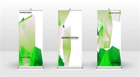 수직 배너 템플릿 디자인입니다 브로셔 표지 출판물 등에 사용할 수 있습니다 컬러 그린삼각형 디자인 배경 패턴의 개념 개념에 대한 스톡 벡터 아트 및 기타 이미지 Istock