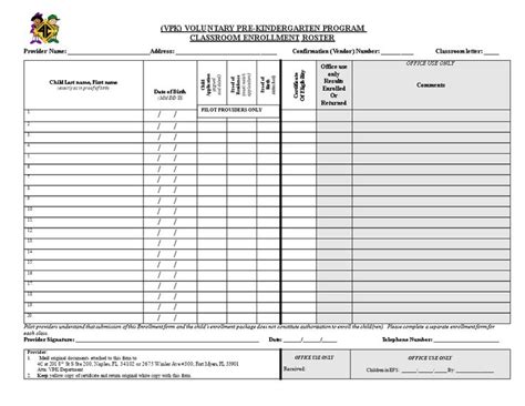 Class Roster Template Form Class Roster Roster Student Information