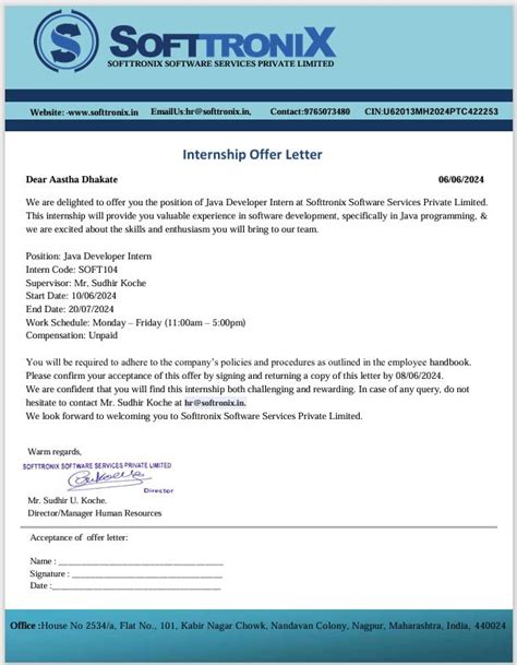 Aastha Dhakate On Linkedin Javadeveloper Internship Careergrowth