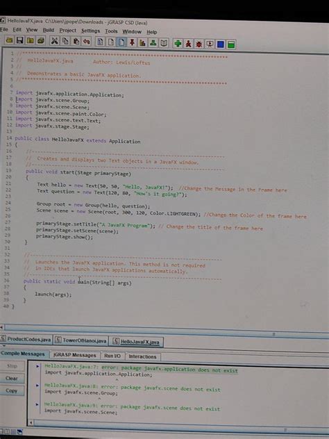 i can t get this to run in jgrasp i know the code is
