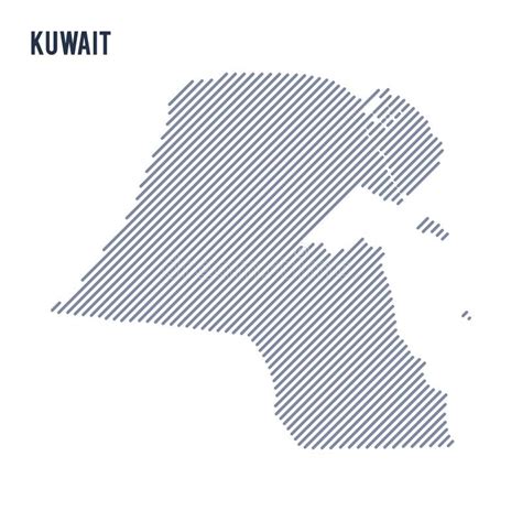 Vector Abstract Hatched Map Of Kuwait With Oblique Lines Isolated On A White Background Stock