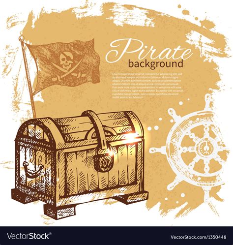 Pirate Vintage Hand Drawn Background Royalty Free Vector