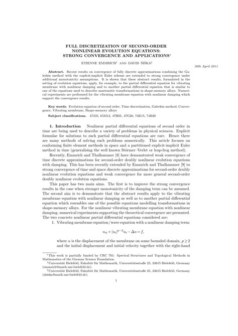 Pdf Full Discretisation Of Second Order Nonlinear Evolution Equations