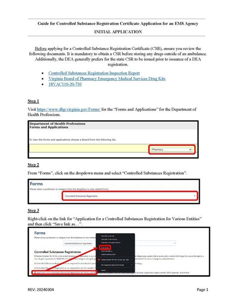 Guide For Controlled Substance Registration Certificate Application For