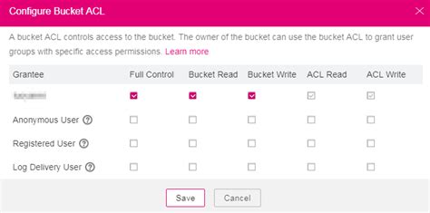 Configuring A Bucket Acl — Object Storage Service User Guide