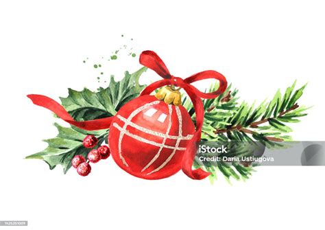 크리스마스와 새해 복 많이 받으세요 축제 장식으로 인사말 카드 또는 전단지 엽서 소책자 전단지 흰색 배경에 고립 된 손으로 그린 수채화 그림 가문비나무에 대한 스톡 벡터