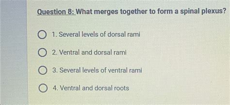 Solved Question 8 What Merges Together To Form A Spinal