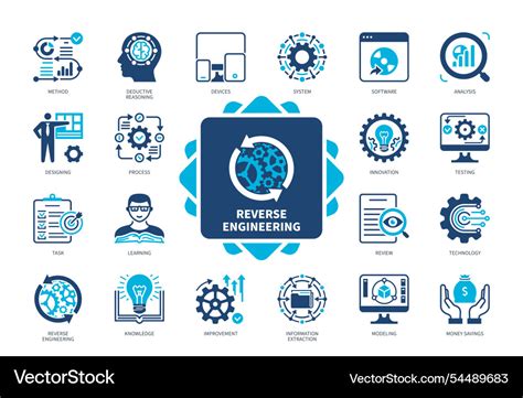Reverse Engineering Solid Icon Set Royalty Free Vector Image