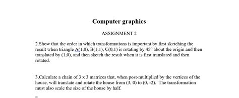 Solved Computer Graphics ASSIGNMENT Show That The Order Chegg