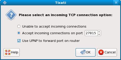 Incoming TCP Port Selection Window Tixati