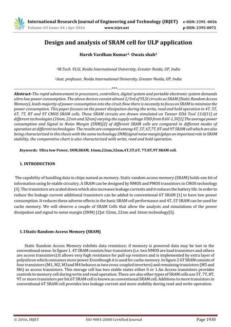 Pdf Design And Analysis Of Sram Cell For Ulp Application Timing Diagram Of 8t Sram Cell 12