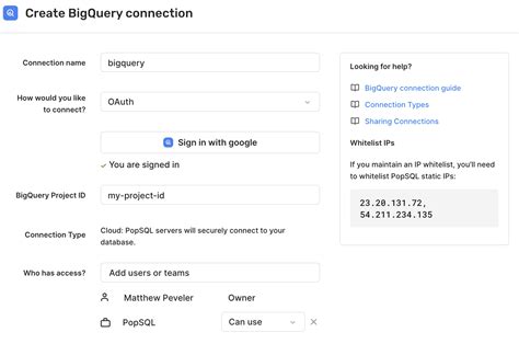 Connecting To BigQuery