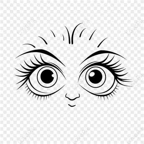 큰 눈썹과 큰 눈 개요 스케치 드로잉을 가진 귀여운 눈 벡터개요 예술선 그리기 Png 일러스트 무료 다운로드 Lovepik