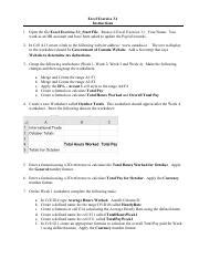 Excel Exercise Instructions Pdf Excel Exercise Instructions Open The File Excel