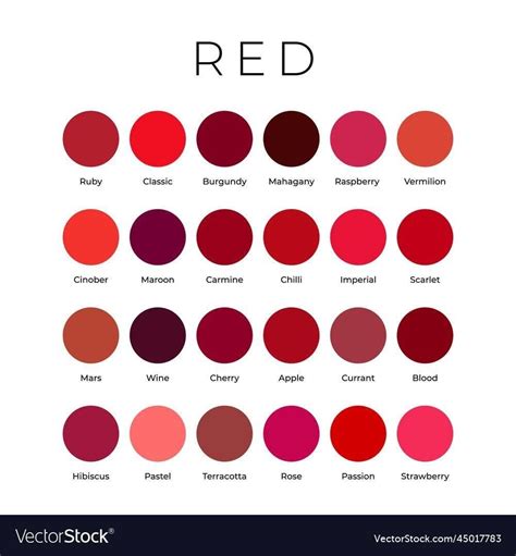100 Shades Of Red Color Names Hex Rgb Cmyk Codes Artofit