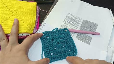 كروشيه مربع جراني مع قرايه الباترون Crochet Granny Square For