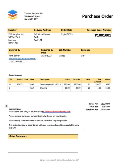 Free Purchase Order Template Download For Excel And Word
