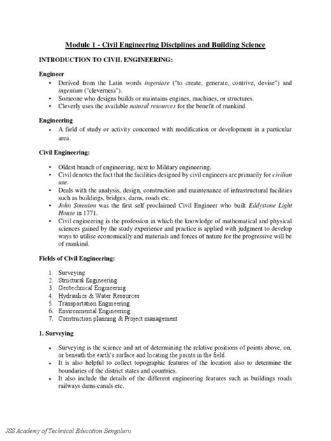 Branchs And Materials Of Civil Engineering Module 1 Pdf Cement Concrete