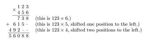 Math Mode Vertical Addition And Multiplication Tex Latex Stack