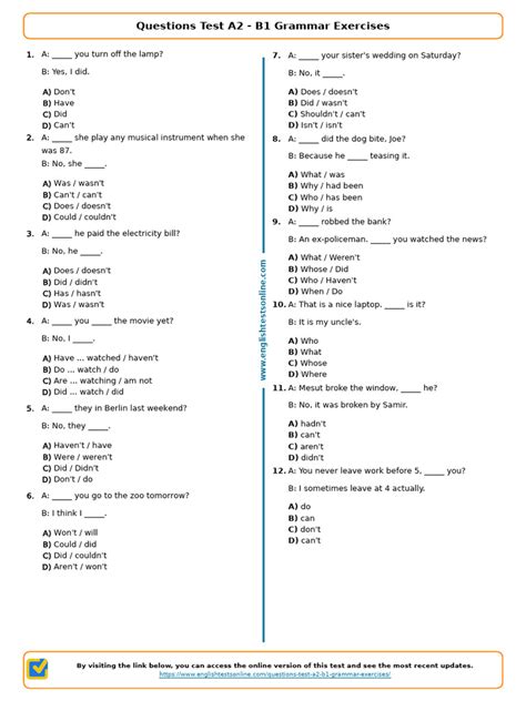 A2 B1 Grammar Exercises 01 Pdf A2 B1 Grammar Exercises 01 Pdf