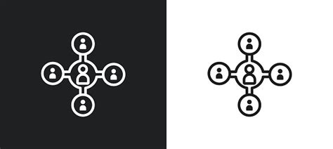 흰색과 검은색의 소셜 네트워크 개요 아이콘입니다 웹 모바일 앱 및 Ui를 위한 Blogger 및 Influencer Collection의 소셜 네트워크 플랫 벡터