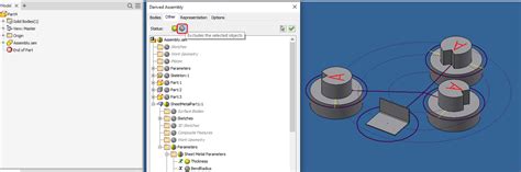Solved Create Derived Part Of Assembly Exclude All Assembly Parts Sketches Parameters