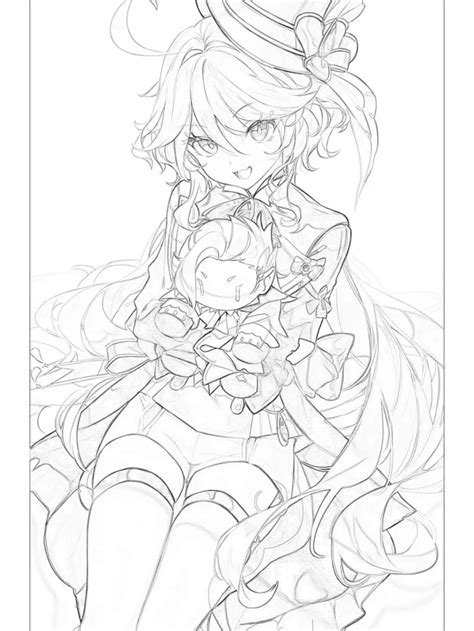 线稿分享｜那维莱特and芙宁娜 花瓣网