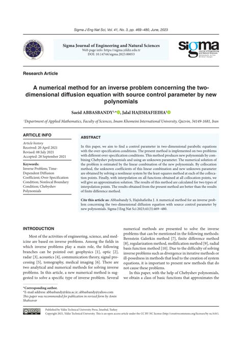 Pdf A Numerical Method For An Inverse Problem Concerning The Two Dimensional Diffusion