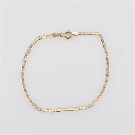 10kt Tri Color Gold Flat Mariner Bracelet Property Room