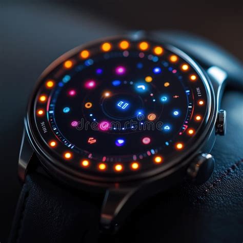 A Glowing App Interface On A Smartwatch Displaying Vibrant Futuristic Technology And User