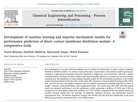 Abdellah Shafieian On Linkedin Machinelearning Desalination Membrane Distillation Water