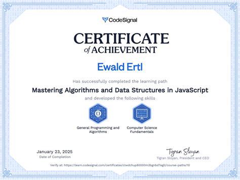 Ewald Ertl On Linkedin Path Certificate For Mastering Algorithms And