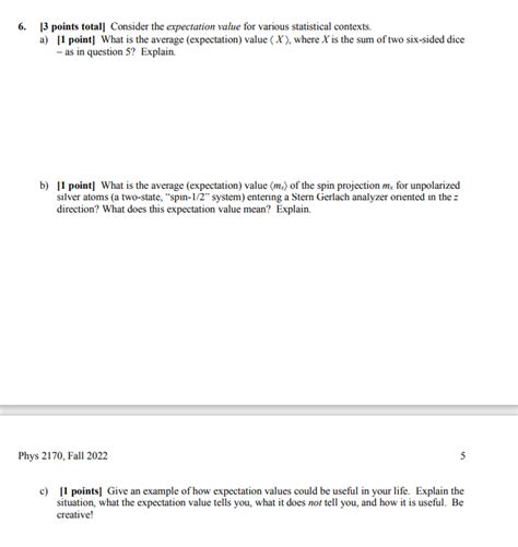 Solved 3 Points Total Consider The Expectation Value For