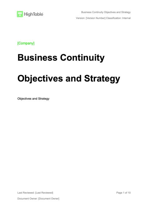 Iso 27001 2022 Business Continuity Objectives And Strategy Template Word