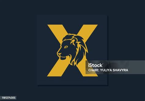 사자 머리 내부 문자 X 추상 로고 타입 브랜드 정체성 회사 기업 엔티티 이름에 대 한 창조적인 엠블럼 현대 간단한 고급 템플릿