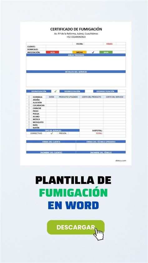 Plantilla De Fumigación En Word Gratis Empresas De Fumigacion