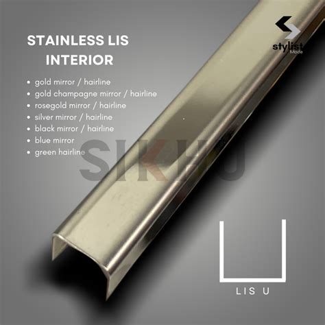 Jual Stainles Lis Interior Lis U Silver 12 X 25 X 12mm Shopee Indonesia