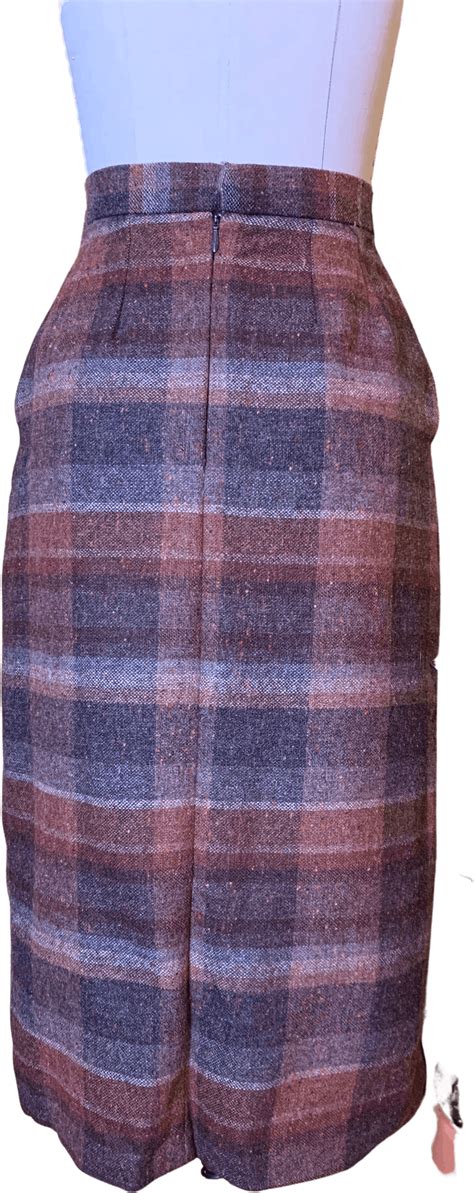 Vintage Midi Tartan Plaid Wool And Nylon Skirt Shop Thrilling