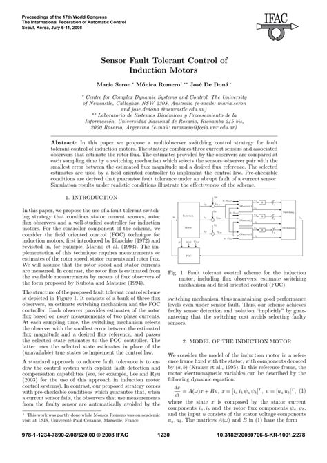 Pdf Sensor Fault Tolerant Vector Control Of Induction Motors