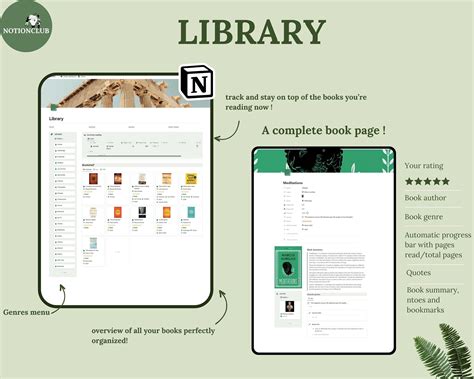 notion reading journal notion library notion template notion reading tracker notion template