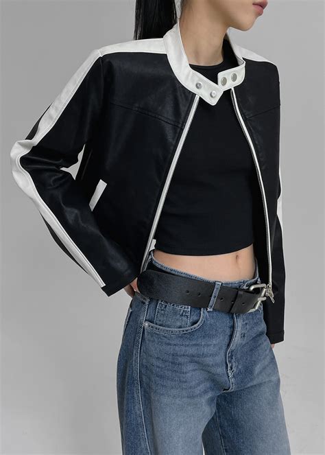 Blackup블랙업 실시간 인기 스타일 Made 첼시아 배색 레더 자켓 온더룩